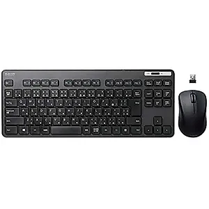 ELECOM Wireless Thin Keyboard/Standard Japanese Layout/Conformity with JIS Standard/Wireless Mouse/Durable/Black/TK-FDM109MBK