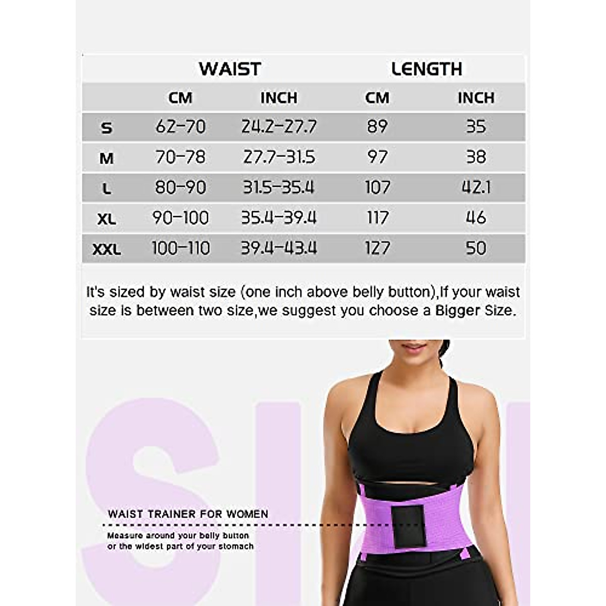 KOOCHY Waist Trainer Belt for Women-Waist Cincher Trimmer Weight Loss Belt-Tummy Control Slimming Body Shaper Belt (Z1-Purple, Small)