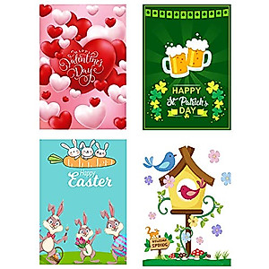 Seasonal Garden Flags Set of 12 Double Sided Burlap 12.5 x 18 Inch House Flags,Small Garden Flags for Outside,Easter Spring Summer Garden Flags,Seasonal Flags for Outdoor Decorations Flags