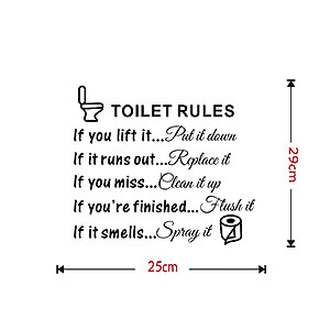 Bestjybt DIY Removable Toilet Rules Wall Quotes Stickers Washroom Bathroom Decals WC Sign Vinyl Art Decor for Kids Living Room Home Decorations