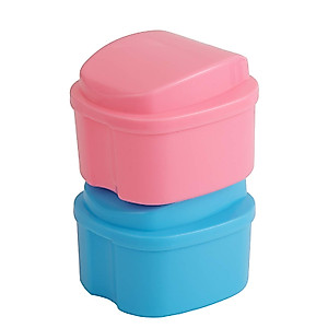 Denture Bath,Denture Holder,Denture Container with Lid,Retainer Container,Denture Case with Brush for Travel,Retainer Cleaning Case
