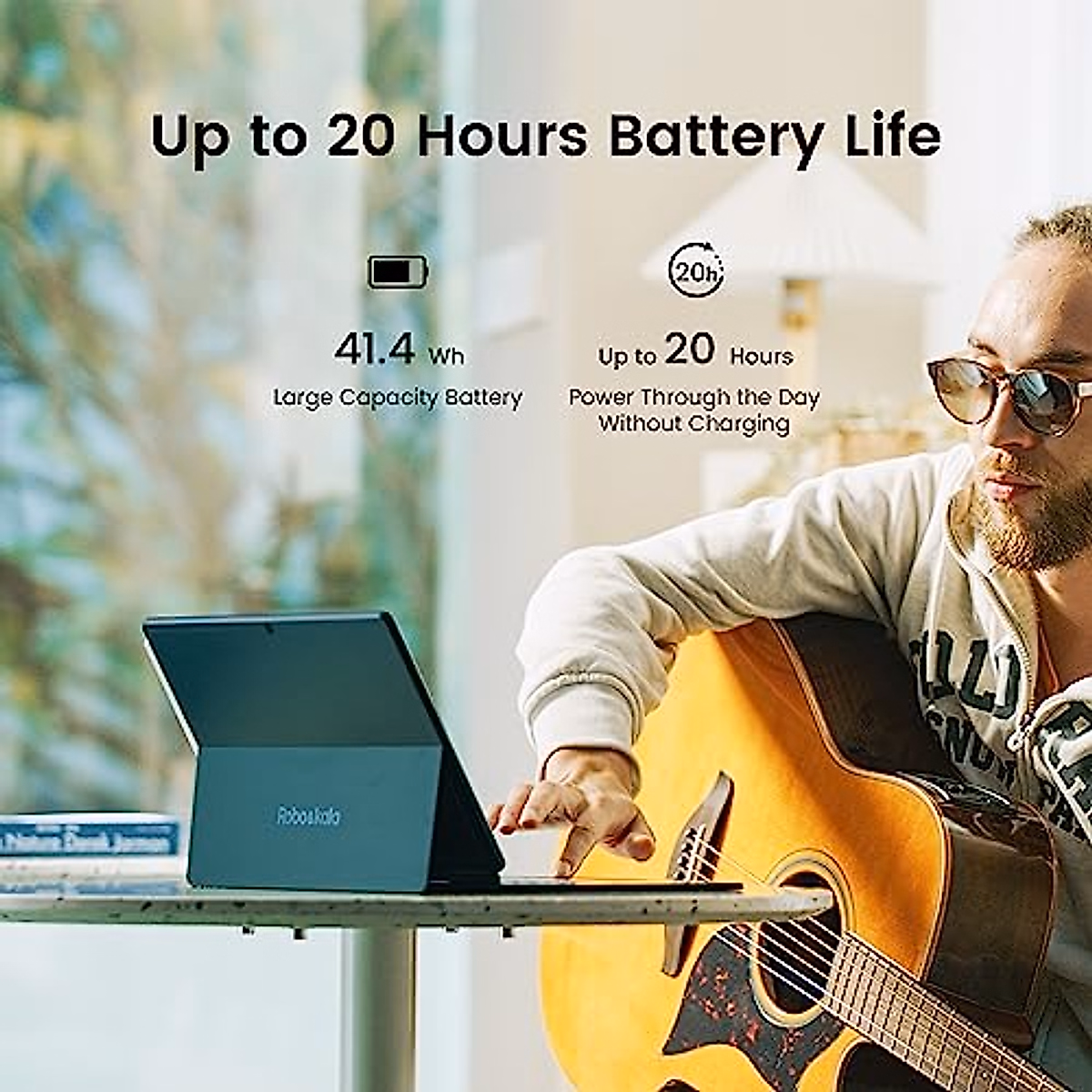 Robo & Kala 2 in 1 Laptop, 690g Lightweight, Up to 20H Long Battery Life, 12.6’AMOLED Touchscreen, Backlit Keyboard, Snapdragon 5nm PC Processor, 16GB RAM, 512GB SSD, WiFi Bluetooth, Win 11, 4K Webcam