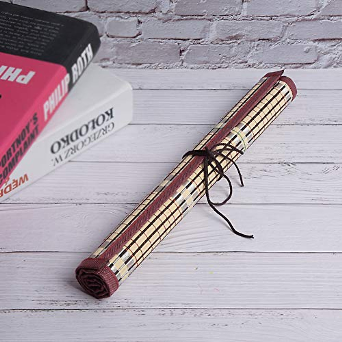 TOPINCN Painting Brush Bamboo Rolling Bag Bamboo Calligraphy Brush Paintbrush Holder Rollup Protector for Paintbrushes Storage