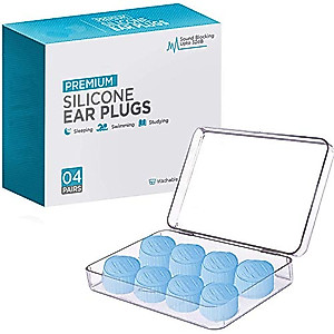 Ear Plugs for Sleeping, Reusable Silicone Moldable Noise Cancelling Sound Blocking Reduction Earplugs for Swimming, Snoring, Concerts, Shooting, Airplanes, Musicians, 32dB Highest NRR