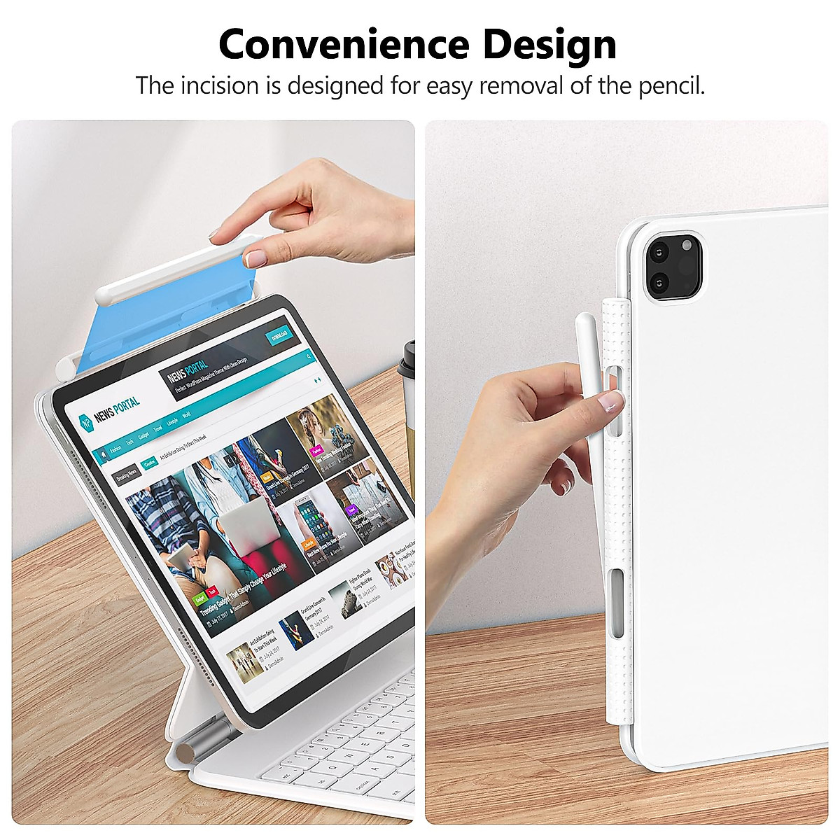 GOOJODOQ Magic Pencil Holder Compatible with Magic Keyboard, Smart Keyboard Folio, Smart Folio Designed for Apple Pencil 2nd Generation-White