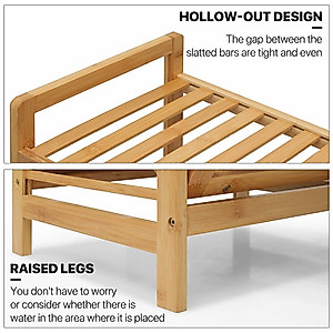 MoNiBloom Tilt-Out Laundry Cabinet with Foldable Hamper, 2-Tier Bamboo Freestanding Storage Cabinet with Basket, 37.5" High Dirty Clothes Bag Shelf for Laundry Room Bathroom Bedroom Closet, Natural