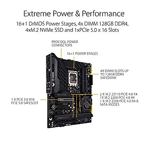 ASUS TUF Gaming Z790-Plus WiFi D4 LGA 1700(Intel 14th,12th&13th Gen) ATX Gaming Motherboard(PCIe 5.0, DDR4,4xM.2 Slots,16+1 DrMOS, WiFi 6,2.5Gb LAN, Front USB 3.2 Gen 2 Type-C, Thunderbolt 4/USB4)