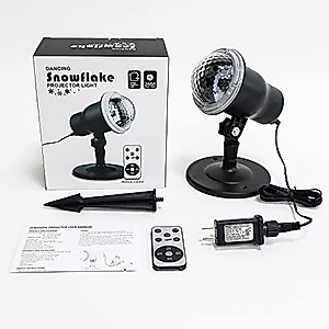 Christmas Projector Lights Outdoor, Holiday Snow Projector with Wireless Remote Control for Landscape Decorative Snowflake Lighting on Christmas New Year Birthday Party Covering House in Snow Flakes