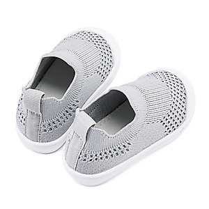 Baby Walking Shoes First Boy Girl Walker Infant Sock Tennis Mesh Sneakers Breathable 6 9 12 18 24 Months Grey Size 12-18 Months Infant