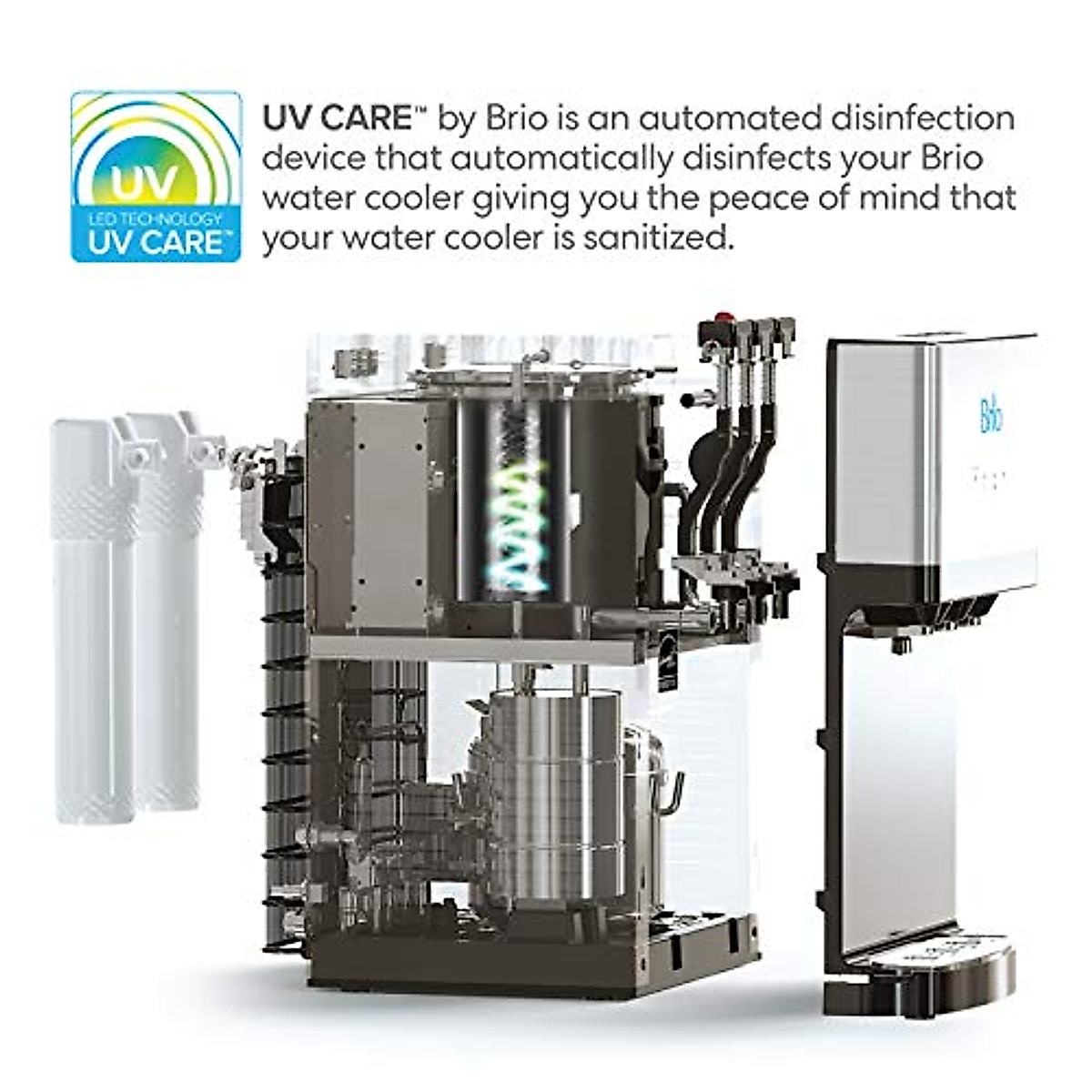 Brio Countertop Self Cleaning Bottle Less Water Cooler Dispenser with Filtration - Hot Cold and Room Temperature Water