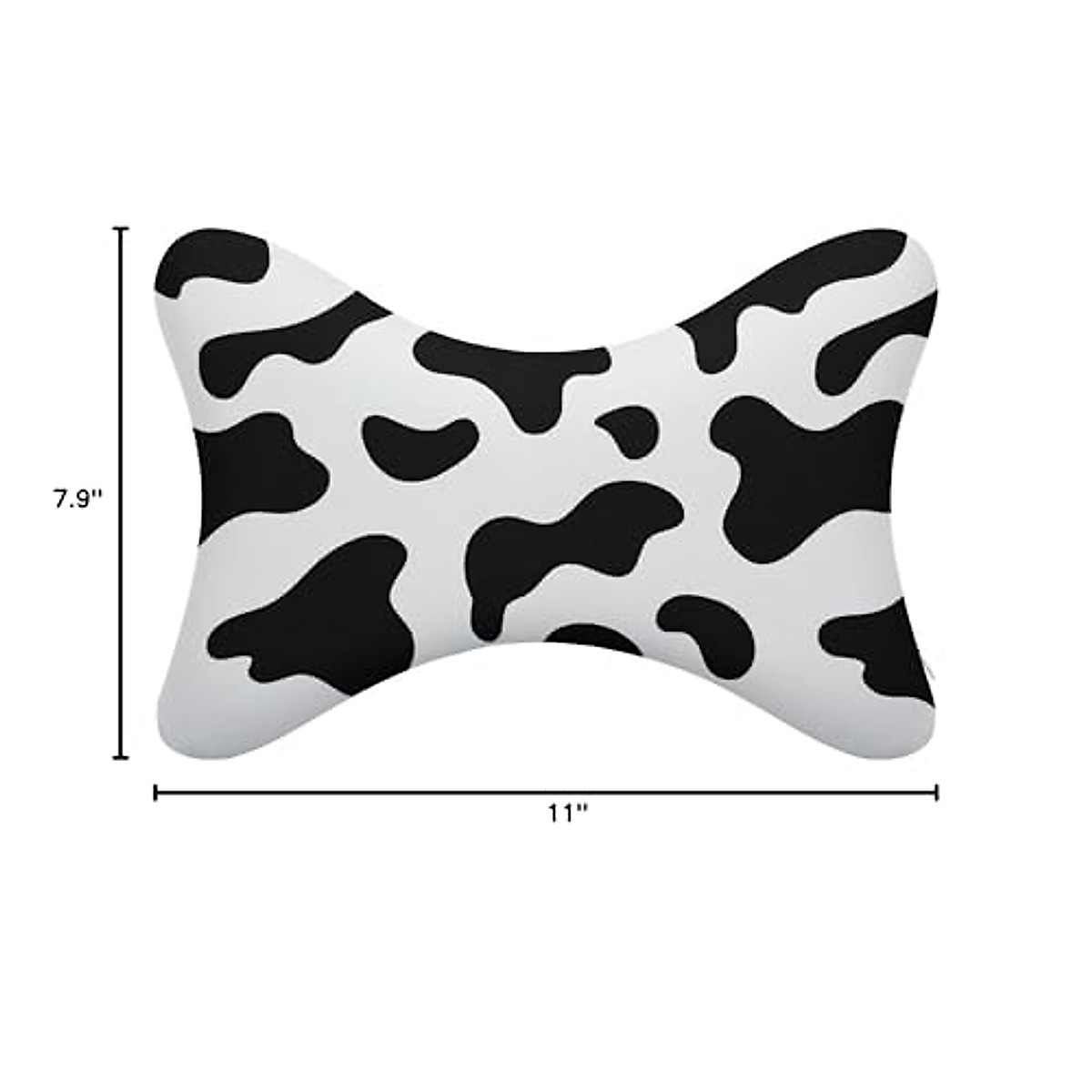 Bagea-Ka Cowhide Milk Cow Print 2PCS Car Neck Pillow Memory Foam Head Rest Support Cushion for Travel Car Seat Reclining Gaming Office Chair