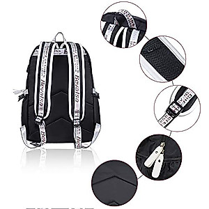 Bevalsa School Backpack for Girls, Girls Backpack with Pen Bag, Bookbag for Girls Kids Elementary Middle High School Student 20L Casual Daypack Children Schoolbag with USB Charging Port (Black)