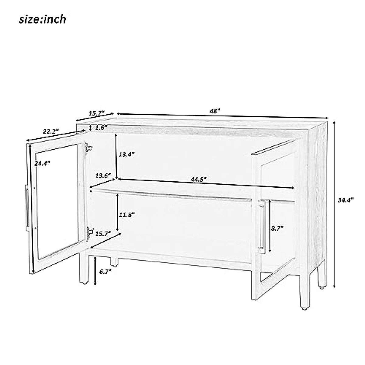 Hlcodca Wood Storage Cabinet with Two Tempered Glass Doors,Four Legs and Adjustable Shelf,Suitable for Living Room, Study and Entrance (Black-001)