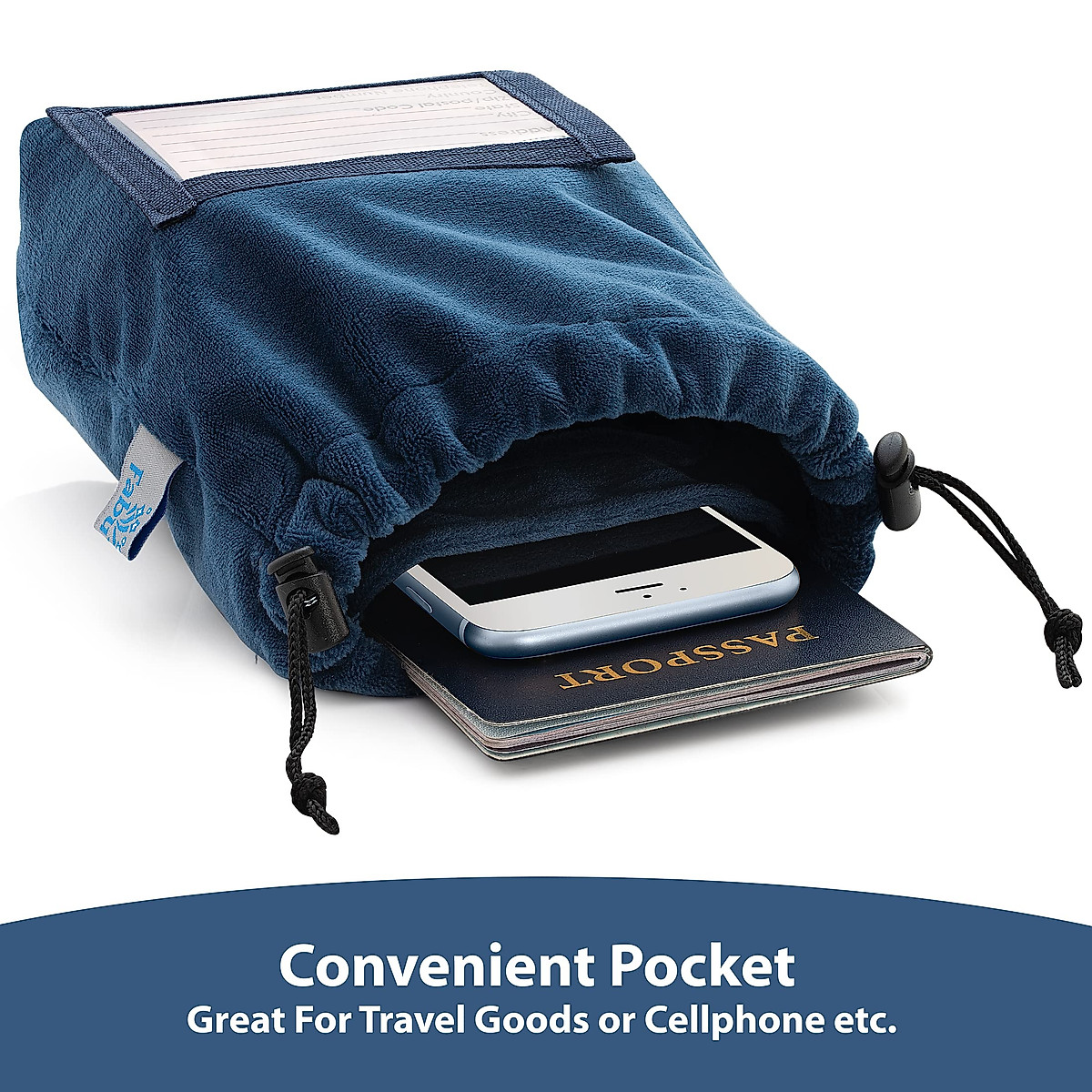 Inflatable Travel Neck Pillow: Extra-Soft, Cushion. For Airplanes, Trains, Cars, Portable Travel Accessory-With Carrying Pouch For cell phone and Passport Etc. (Blue)