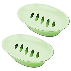 KUFUNG Soap Tray, Soap Dish, Soap Case Holder for Bathroom Shower Waterfall Drainer Kitchen, Keep Soap Dry & Easy to Clean (Mint Green, Plastic)