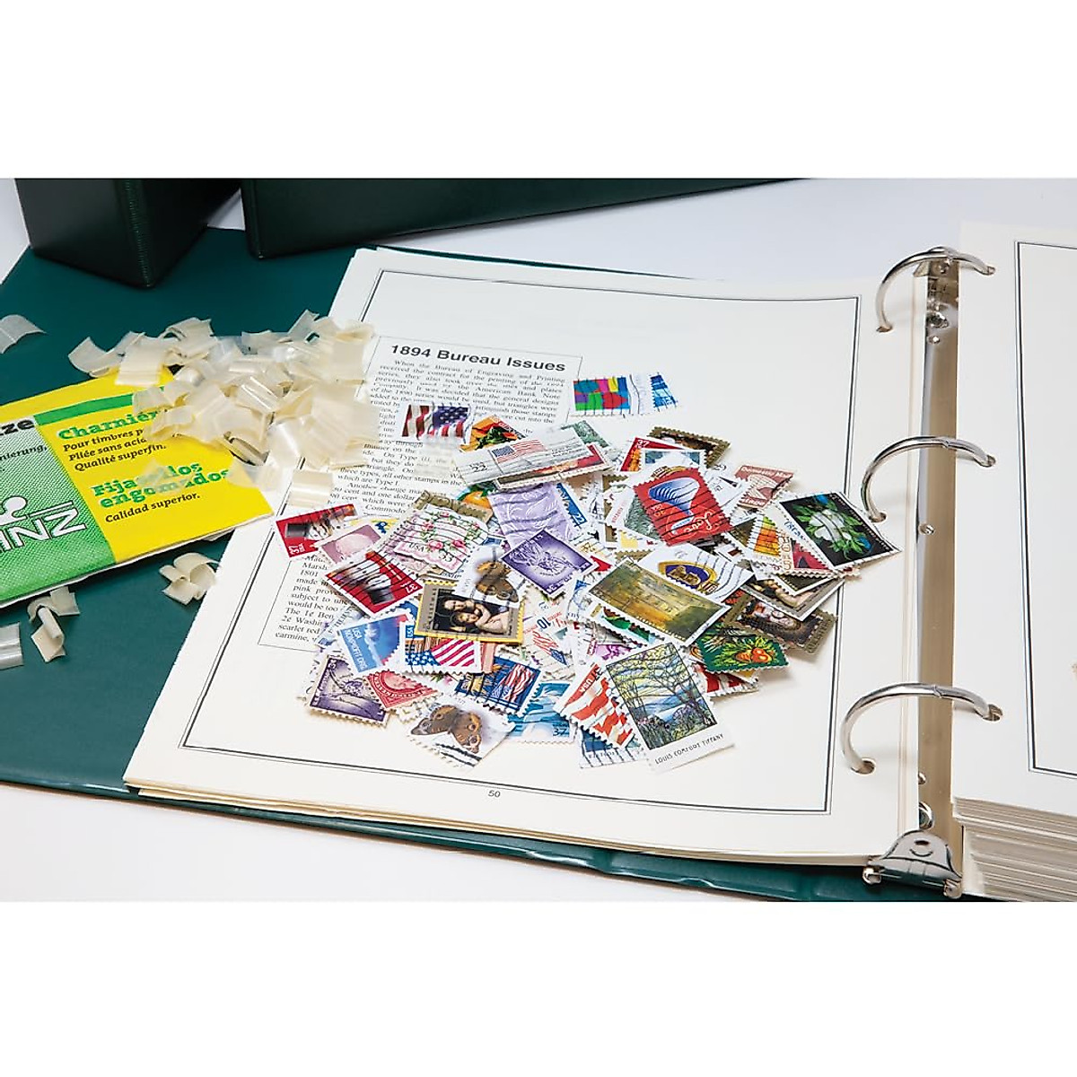 Mystic's 3-Volume American Heirloom Stamp Album with 200 Free U.S. Stamps and 1,000 Hinges