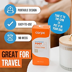 Carpe Antiperspirant Foot Lotion 3 Tubes WITH FREE APPLICATOR, A dermatologist-recommended solution to stop sweaty, smelly feet, Helps prevent blisters, Great for hyperhidrosis