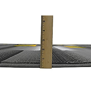 Handcraft Rugs Abstract Geometric Modern Squares Pattern Yellow/Orange/Silver/Gray/Black Area Rug (5X7, Yellow)