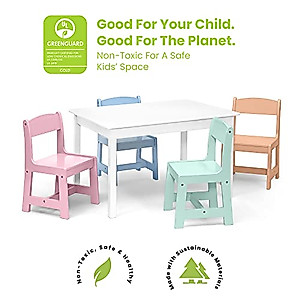 Delta Children MySize Kids Table with 4 Chairs, Bianca White/Pastel