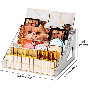 YIEZI Nail Polish Organizer 84 Bottles of 7 Layers Sunglass Organizer Acrylic Display Rack Eyeglasses Storage Essential Oils Holder Makeup Organizer No Tool Needed Assembly, Clear (2 Pack)
