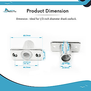MARINE CITY 316 Grade Polished Stainless Steel 1/2 Inches Shank Top Mount Rowlock/Oarlock Socket for Boats – Yachts – Ships (Pack of 2)