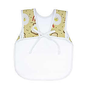 BapronBaby Eggs & Bacon Bapron - No Neck Tie Safer Bib for Baby & Toddler - Soft Waterproof Stain Resistant - Machine Washable - Sz Baby/Toddler 6m-3T