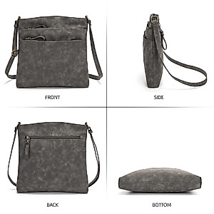 KouLi Buir Crossboby Bags for Women Soft PU Leather Purses Shoulder Handbags Tin Grey