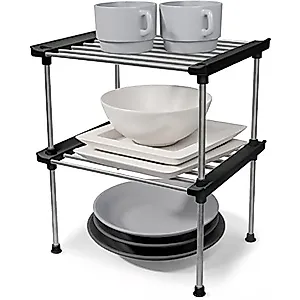 Carrotez Stackable Pantry Cabinet Organizer Set of 2, Pantry Organization and Storage, Cabinet organizers and Storage, Pantry Storage Shelf Organizer, Kitchen Cabinet Organizer, Black 9.8 x 7.8 x 6.1