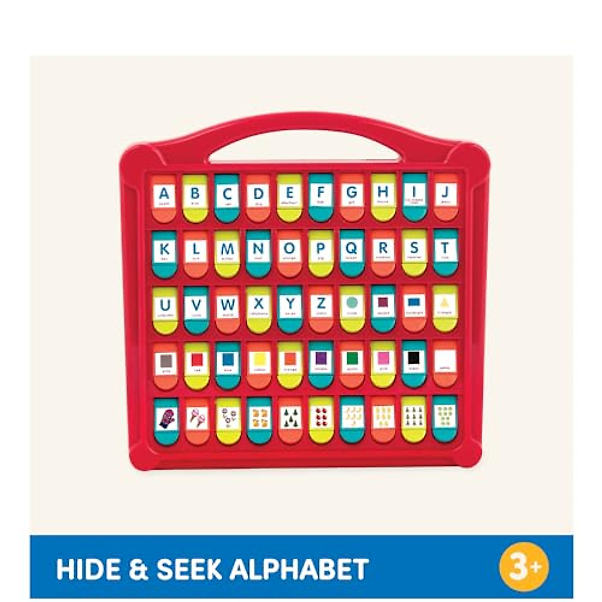 Battat – Pop-Up Alphabet – 50 Letter & Picture Flaps – Shapes, Colors & Letters – Educational & Learning Toys – 3 Years + – Hide & Seek Alphabet