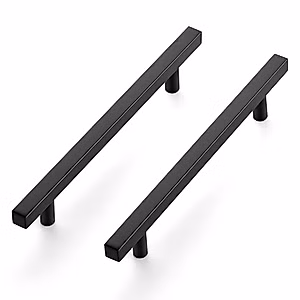 Ravinte 10 Pack 8-13/16" Square Cabinet Pulls Matte Black Stainless Steel Kitchen Cupboard Dresser Handles Cabinet Handles 8-13/16" Length, 6-1/4" Hole Center