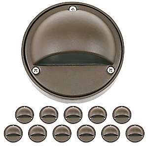 Lumina LED Low Voltage Landscape Lighting Cast-Aluminum Deck and Step Light Warm White 2W G4 LED Bulb Included Garden Yard Decoration Lights for Stair Pathway Bronze Finish DSL0101-BZLED12 (12PK)