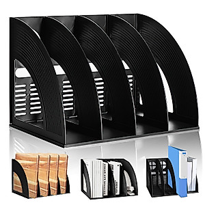 Lemical Sturdy Magazine File Holder Organizer No Width Limitation Book Rack Desktop File Folder Frames Dividers Document Storage Box File Rack File Sorter Office Supplies