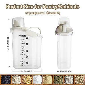 LANGMINGDE 1 Piece Cereal Containers Storage, 2.8L/95oz Airtight Large Dry Food Storage Containers with Pouring Spout Measuring Cup for Snacks Grain Rice,BPA Free Dispenser Plastic Bin, 1PC
