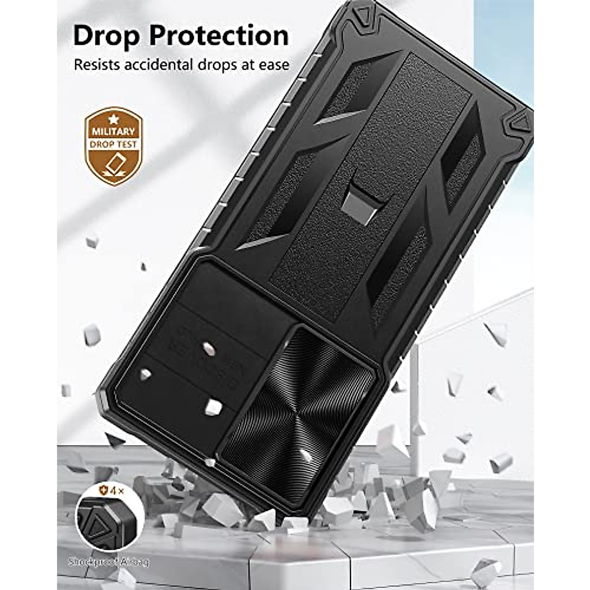 WTYOO for Motorola Moto-G-5G 2022 Case: Military Grade Shockproof Protection Cover with Kickstand | Matte Textured Rugged Protective TPU & Drop Proof Sturdy Phone Case Black