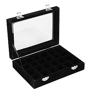 24 Grids Blank Nail Art Decorations Jewelry Rings Rhinestone Gemstone Beads Storage Box(Black)