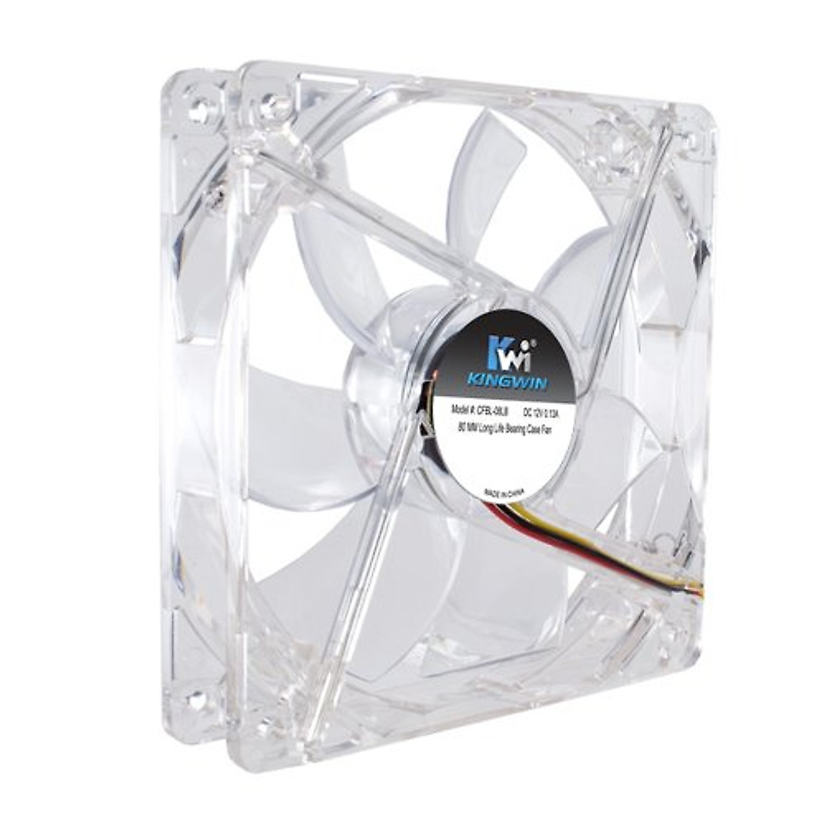 Kingwin 80mm CFBL-08LB Silent Fan, For Computer Cases, CPU Coolers, Long Life Bearing, Quiet Efficient Cooling, and Provide Excellent Ventilation for PC Cases-[Blue LED]