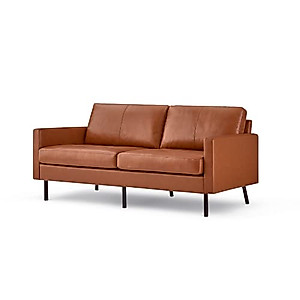 Z-hom 70" Top-Grain Leather Sofa, 2-Seat Upholstered Loveseat Sofa Modern Couch, Luxury Classic for Living Room Bedroom Apartment Office