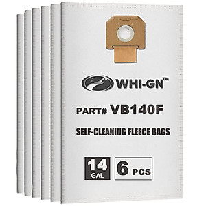 WHI-GN Replacement for BOSCH Bags, VB140F Fleece Filter Bags, compatible with BOSCH 14 Gallon Dust Extractors VAC140 (6 Pack)