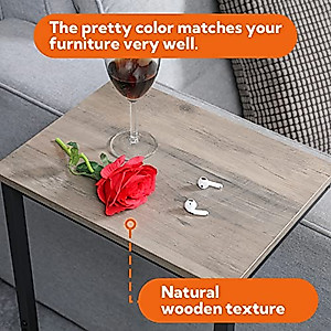 AMHANCIBLE Tall C Shaped End Table Set of 2, Side Tables for Sofa, Couch Table, Small workstations, TV Tray Table for Living Room, Bedroom, Office, Metal Frame, HET02BGY