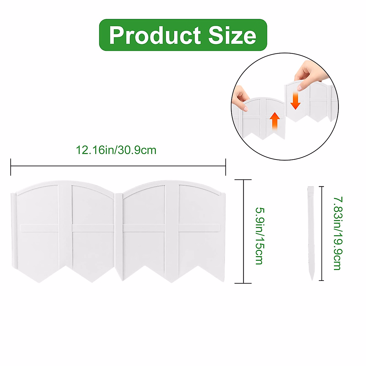 30Pack Garden Edging Border Landscape Edging Lawn Garden Fence Edgings Decorative Landscape Border with 30 Pcs Stakes for Lawn Garden Flower Bed Yard (White)