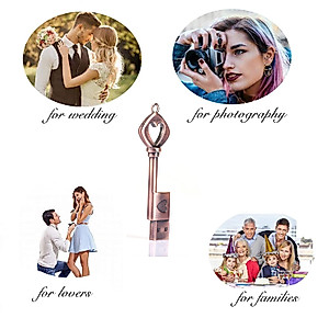 SUNJIANG Cute USB Flash Drive, Metal Love Heart Key Shaped Pen Drive Keychain USB Stick Wedding Memory Stick 32GB Thumb Drive Funny USB2.0 Gifts for Wedding/Photography/Anniversary