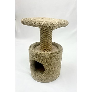 GIA Furniture Series 2-in-1 Cat Scratching Post with Perch & Hideaway - Carpeted Cat Tower with Sisal Rope for Scratching, Climbing, and Lounging - Ideal for Small & Medium Cats