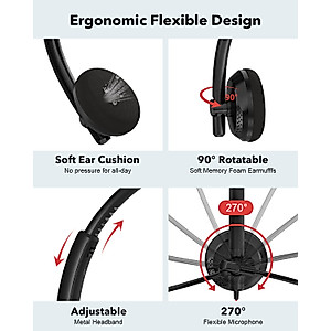 NUBWO HW03 USB Headset with Noise Canceling Microphone for PC, in-line Controls, Lightweight Wired Headset for PC, Mac, Laptop on Home, Office, Classroom, Chat, Online Class, Meeting