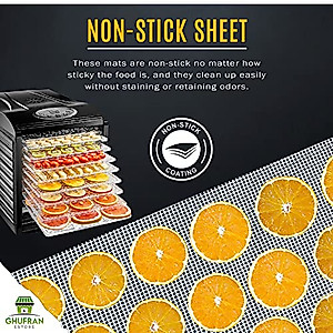 Ghufran Estore (10 Pack) Silicone Dehydrator Sheets - Food, Jerk, Fruit Non-stick Food Mesh Mats for & Freeze Dryer Square Reusable Steamer Mat (14 x 14 Inch), White, 14*14 in