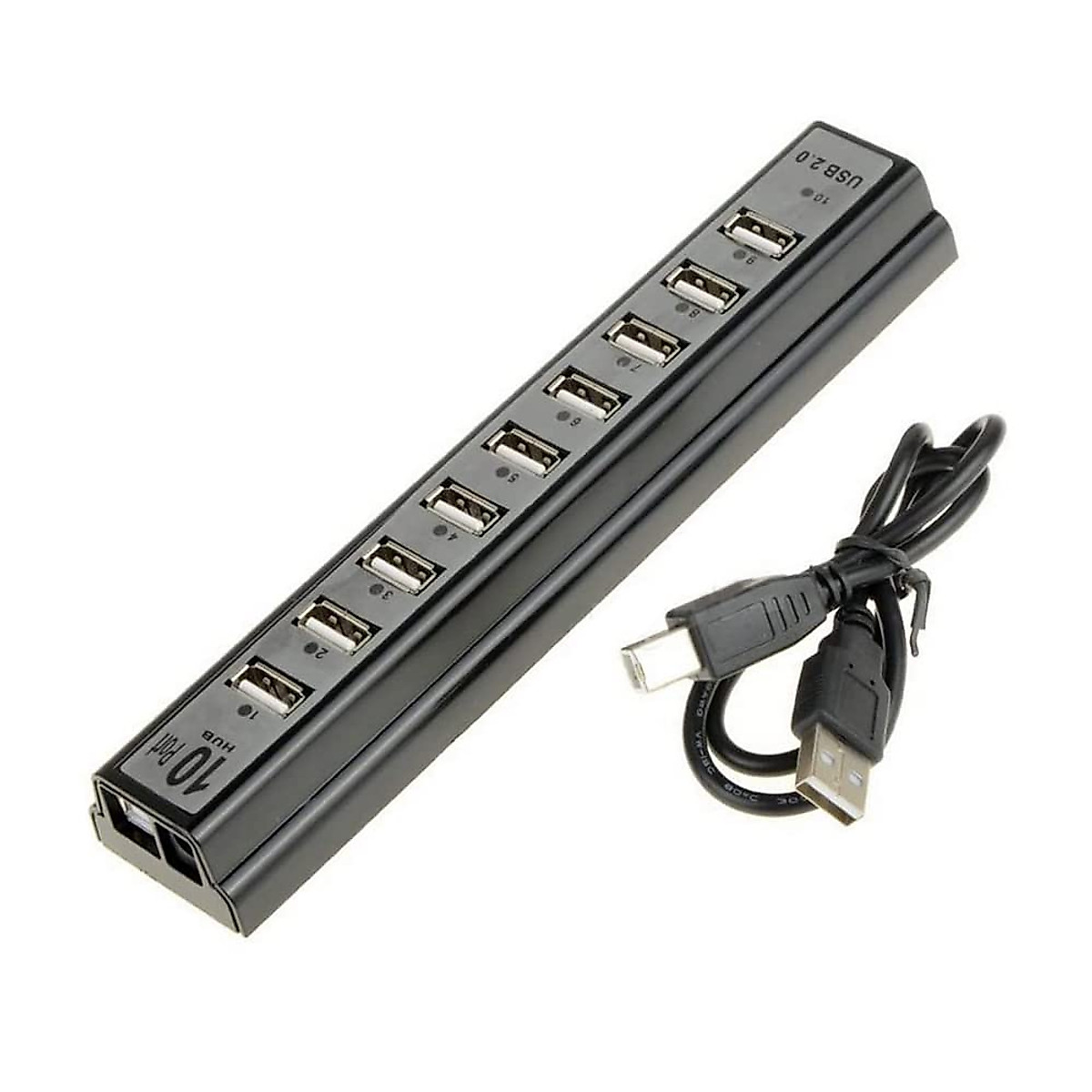 SaiDian 1Pcs 10 Port USB2.0 External Hub with Power Adapter High-Speed Expander Multi-Interface USB Hub