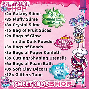 JOYIN 56 Pcs Slime Supplies DIY Slime Kit Making Set for Kids, Kids Art Craft with 18 Slime and 38 Accessories, Fruit Slices, Foam Balls, Cutting Tools, Soft Clay, Glitter Tubes, Fidget Toy