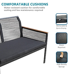 Suntone Patio Furniture Sofa Set - Wicker Patio Conversation Set (4 Piece)