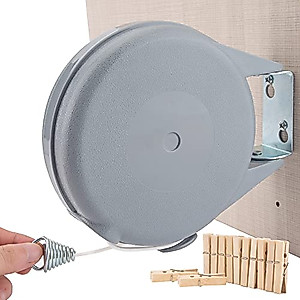 Retractable Clothesline Flexible Portable Heavy Duty 40 Feet Adjustable Heavy Duty Laundry Clothes Line for Wet or Dry Clothes Indoor or Outdoor Easy Installation Gray