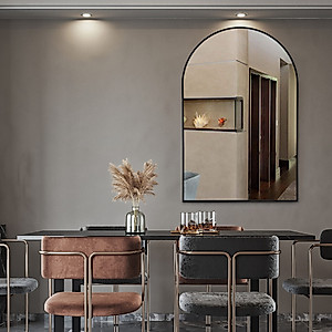 NeuType 36"x24" Arched Wall Mirror Full Length Wall Mirror Body Mirror Bathroom Mirror Full Body Hanging Mirror Black Floor Mirror Standing Mirror Black Mirror for Bathroom