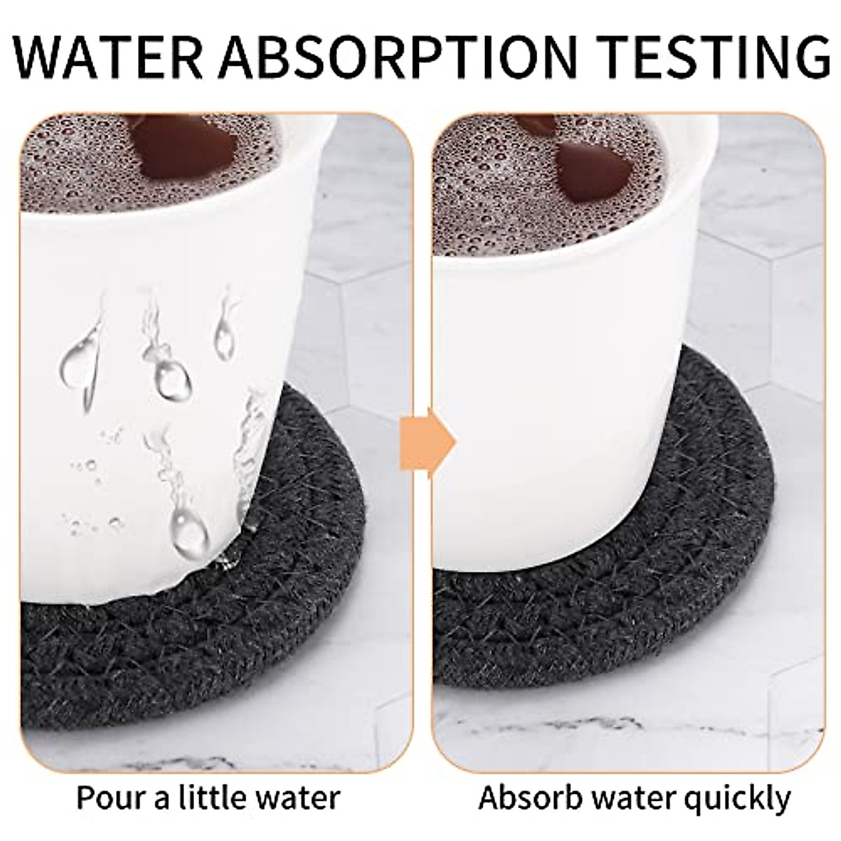 8 Pcs Coasters for Drinks, Absorbent Coasters, Cotton Woven Drink Coasters, Braided Coasters Heat-Resistant for Home Coffee Table Desk Cups Tabletop Protection Coasters